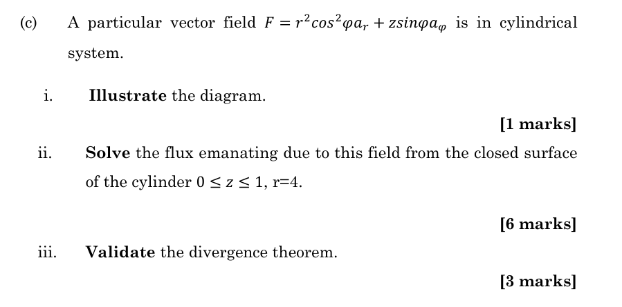 Solved (c) ﻿A particular vector field F=r2cos2φar+zsinφaφ | Chegg.com