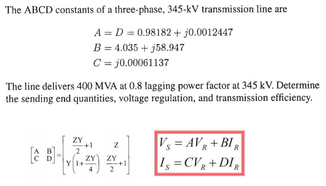 Solved The ABCD constants of a three-phase, 345-kV | Chegg.com