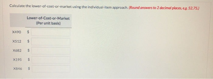 Solved Calculate the lower-of-cost-or-market using the | Chegg.com