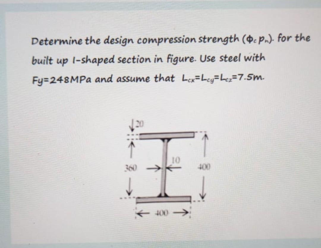Solved Determine the design compression strength (opm). for | Chegg.com