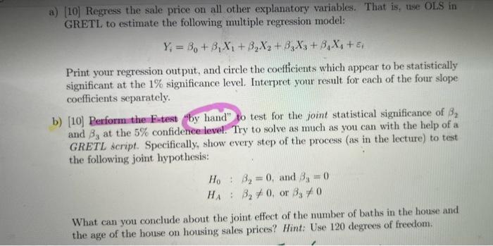 Question 3 [20 marks] Start. today Create GRETL | Chegg.com