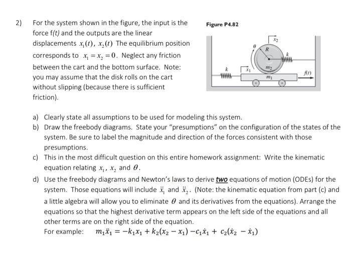 Solved For the system shown in the figure, the input is the | Chegg.com
