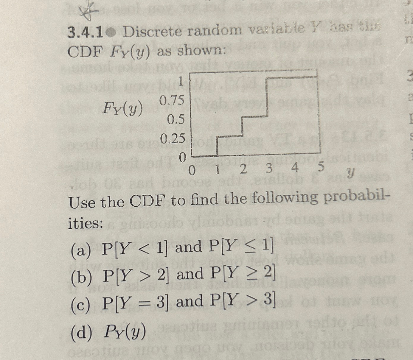 Solved 3.4.10 Discrete random variable Y has the CDF FY(y) | Chegg.com Solved 3.4.10 Discrete random variable Y has the CDF FY(y) | Chegg.com