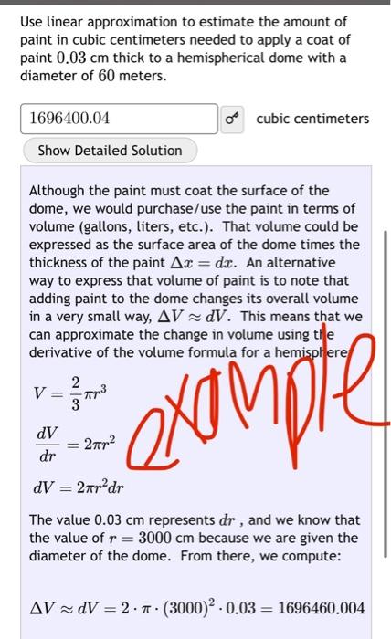 Solved Use linear approximation to estimate the amount of | Chegg.com