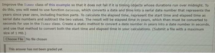 Solved Improve the Timer class of this example so that it | Chegg.com