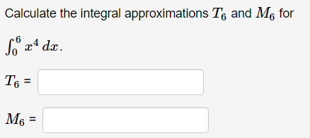 Solved Calculate the integral approximations T6 ﻿and M6 | Chegg.com