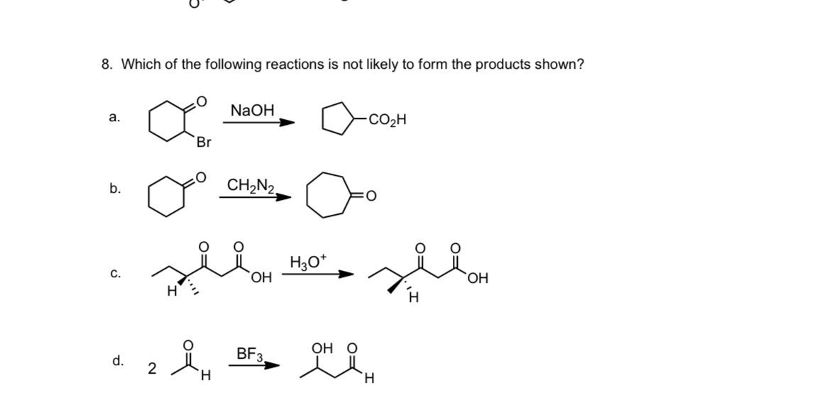 Which of the following reactions is not likely to | Chegg.com