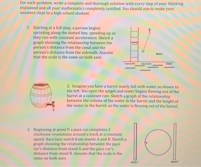 Solved For each problem, write a complete and thorough | Chegg.com