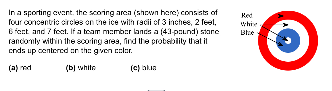 Solved In a sporting event, the scoring area (shown here) | Chegg.com