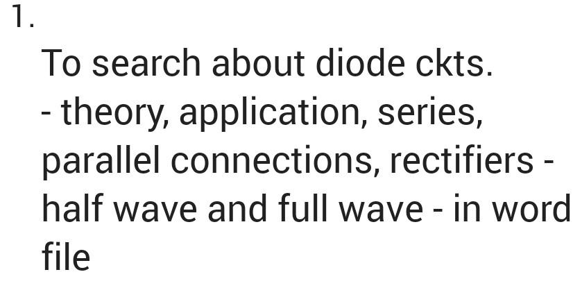 Solved To search about diode ckts. - theory, application, | Chegg.com