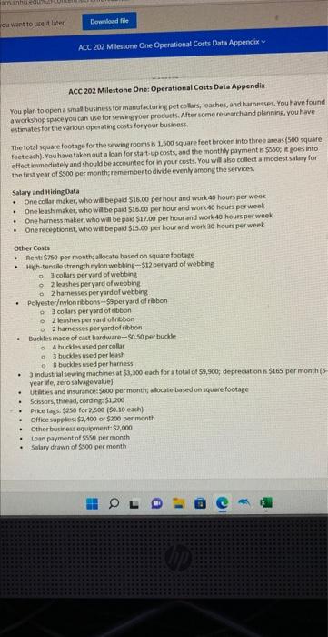 Solved Milestone One - Variable and Fixed CostsACC 202 | Chegg.com