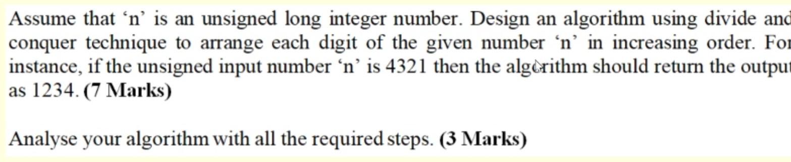 Solved Assume that 'n' is an unsigned long integer number. | Chegg.com