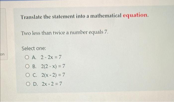 Solved on Translate the statement into a mathematical | Chegg.com