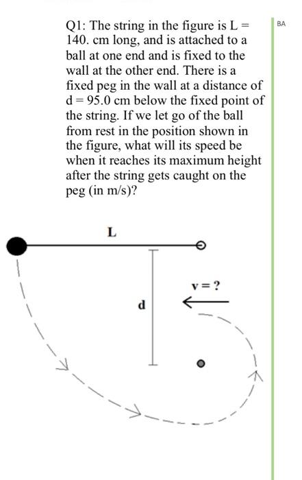 Solved BA Q1: The string in the figure is L = 140. сm long, | Chegg.com