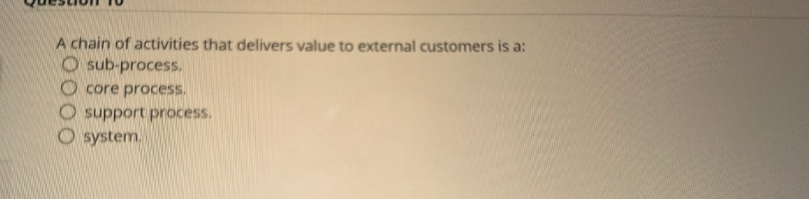 Solved A chain of activities that delivers value to external | Chegg.com