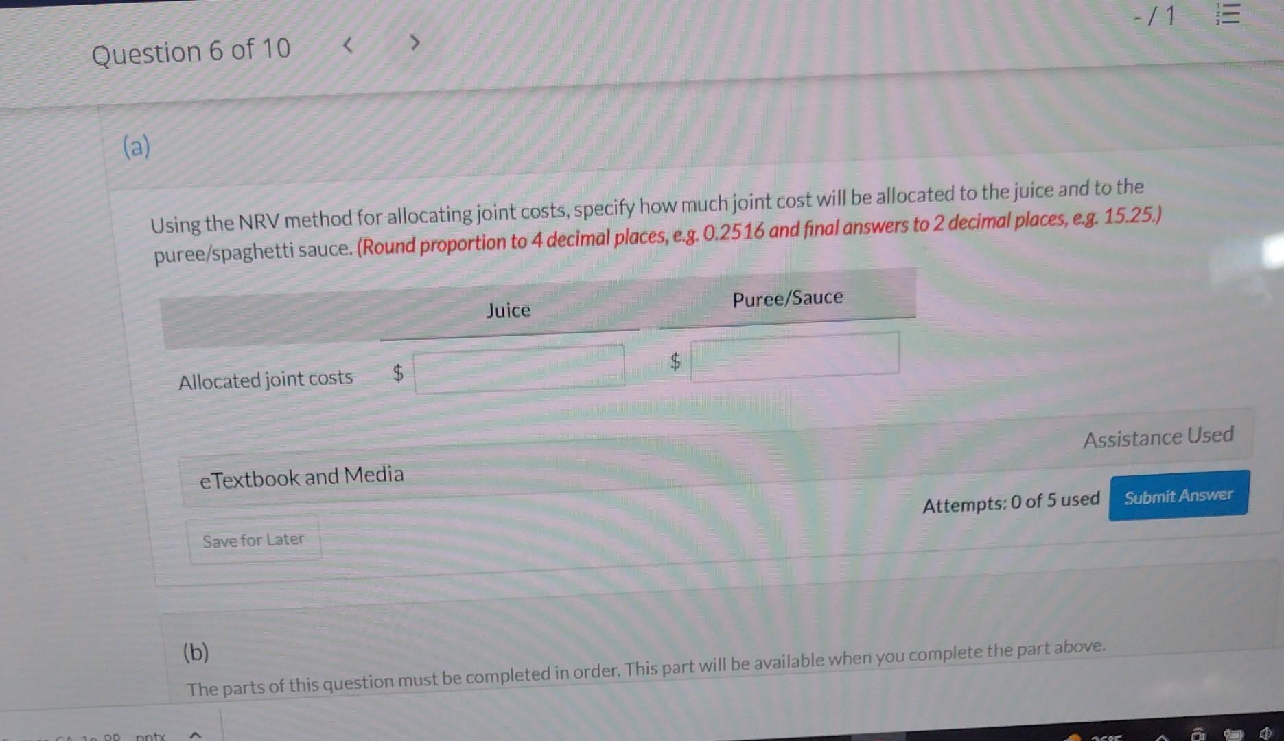 Solved Nash \& Sons produces tomato juice and tomato puree | Chegg.com