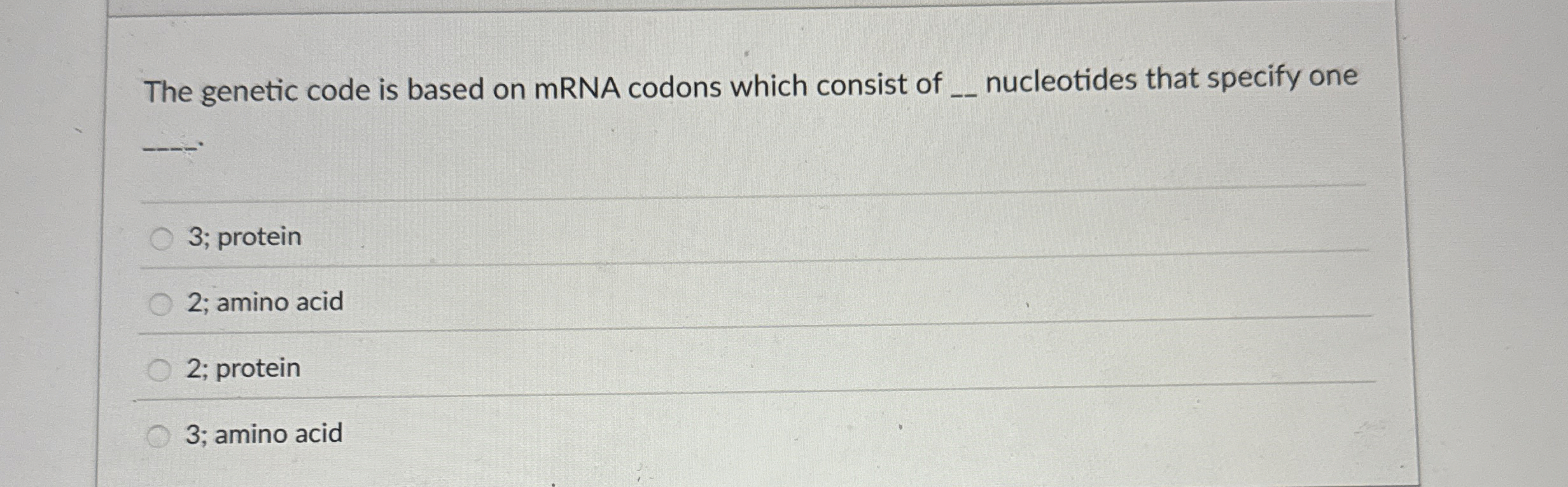 Solved The genetic code is based on mRNA codons which | Chegg.com