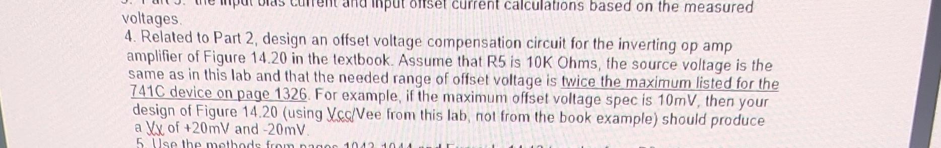 voltages 4. Related to Part 2, design an offset | Chegg.com