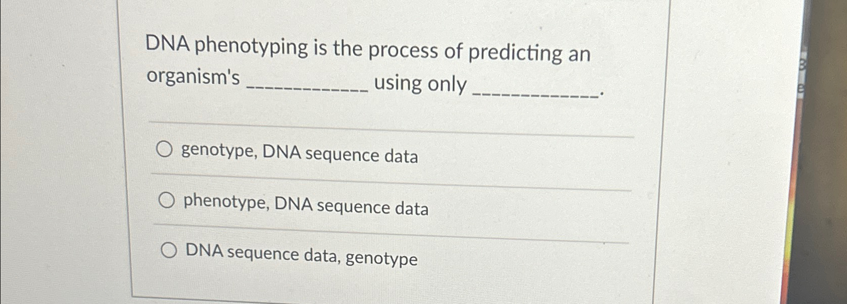 Solved DNA phenotyping is the process of predicting an | Chegg.com