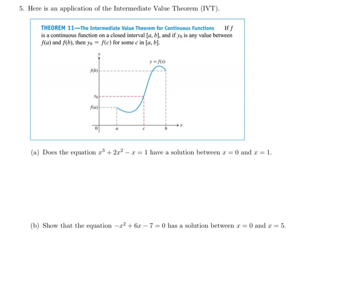 Solved 5. Here is an application of the Intermediate Value | Chegg.com