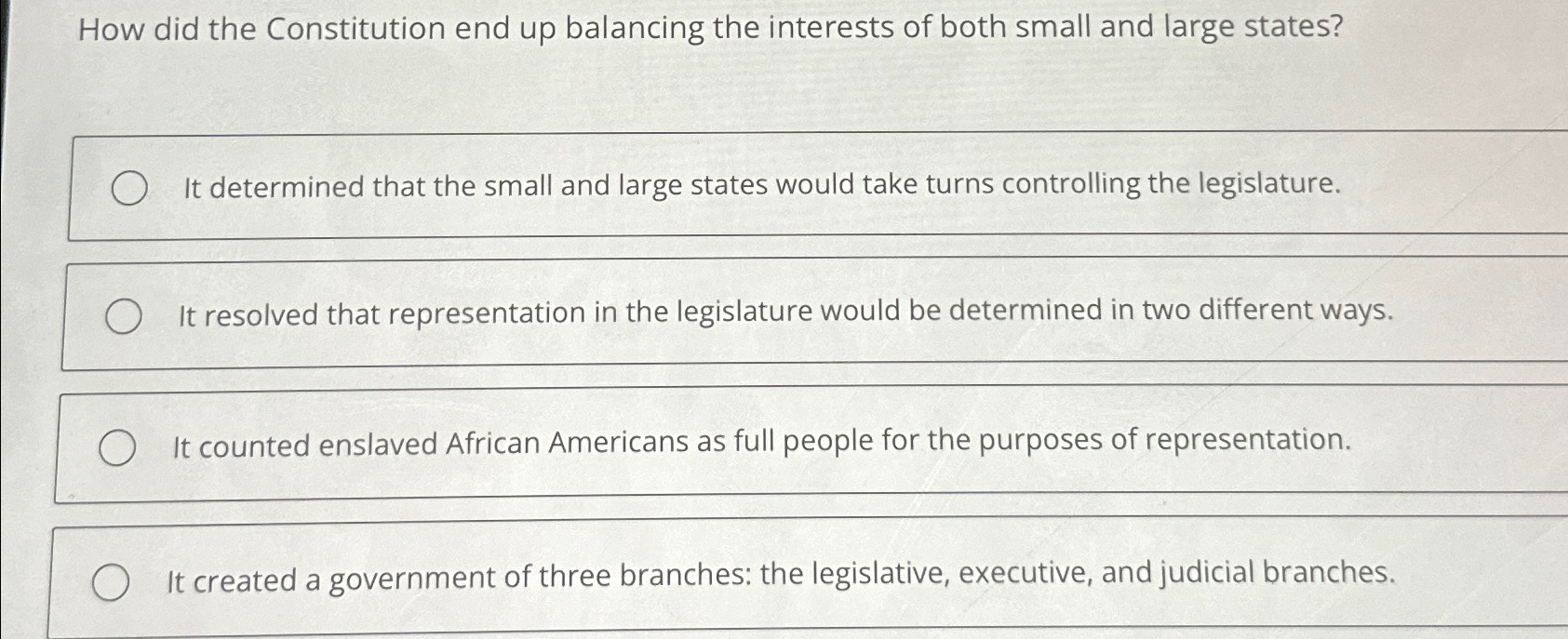 Solved How did the Constitution end up balancing the | Chegg.com