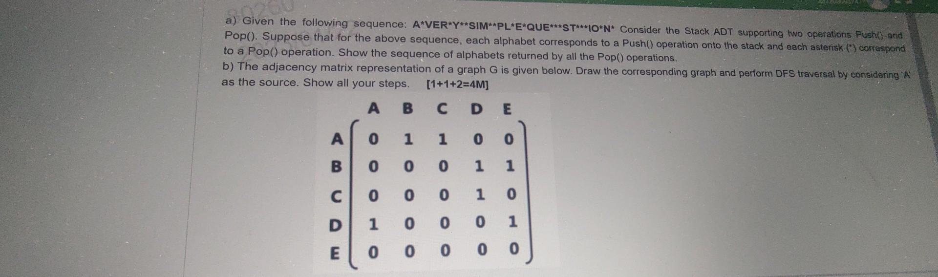 Solved a) Given the following sequence: | Chegg.com