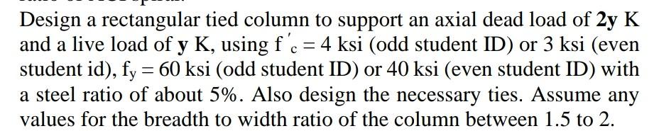 Solved Design a rectangular tied column to support an axial | Chegg.com