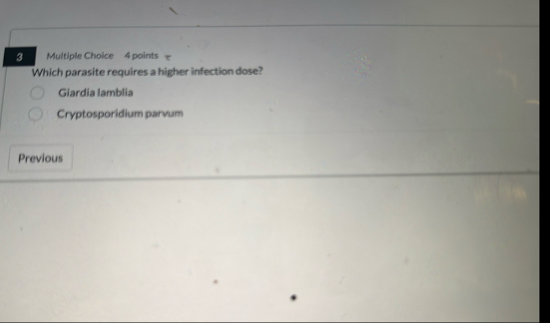 Solved 3Multiple Choice4 ﻿pointsWhich parasite requires a | Chegg.com