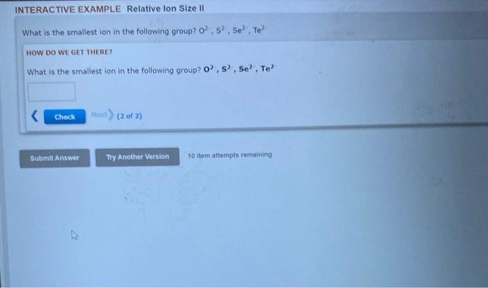 Solved INTERACTIVE EXAMPLE Relative Ion Size II What is the | Chegg.com