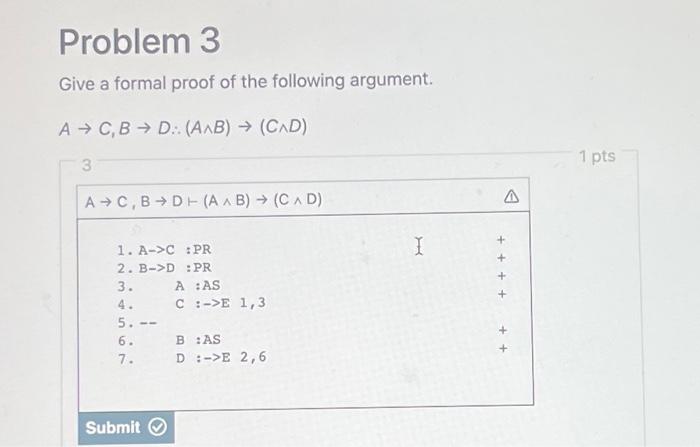 Give a formal proof of the following argument. | Chegg.com