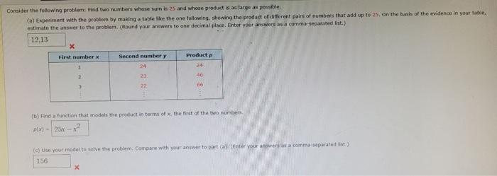 Solved Consider the following problems Find two numbers | Chegg.com