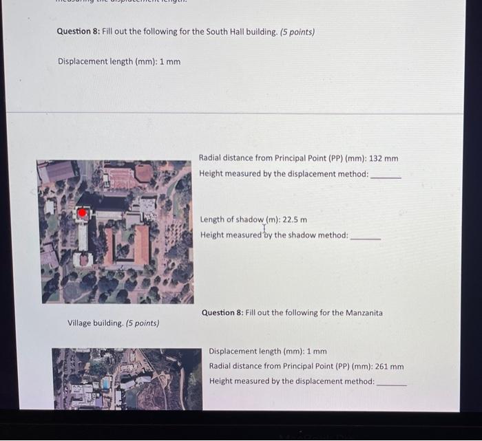 Solved Question 8: Fill out the following for the South Hall | Chegg.com