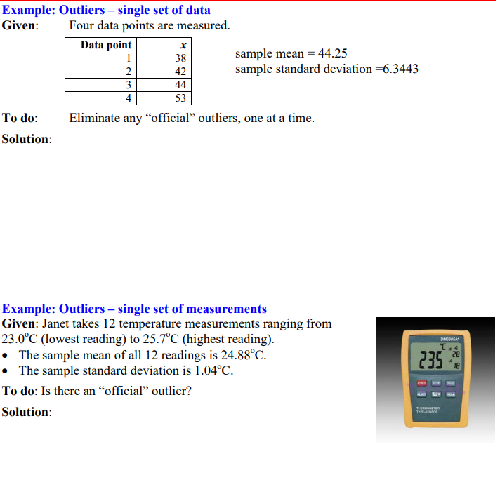 Solved Example: Outliers - ﻿single set of dataGiven: Four | Chegg.com