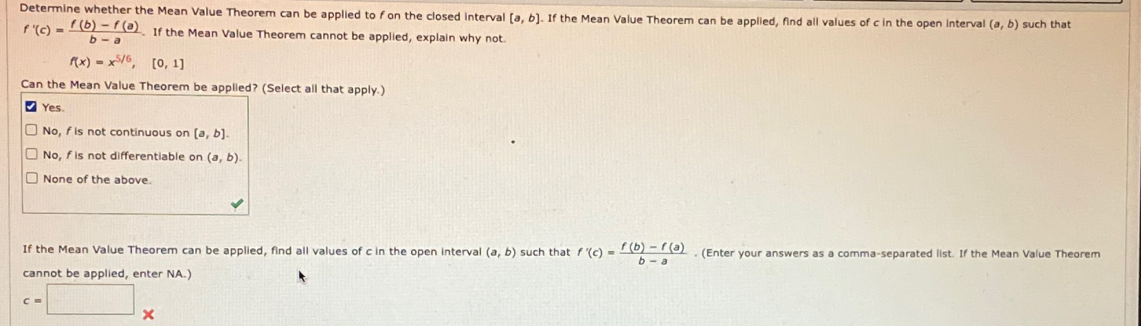 Solved f'(c)=f(b)-f(a)b-a. ﻿If the Mean Value Theorem cannot | Chegg.com