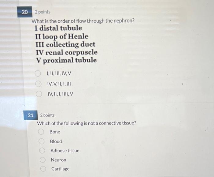 Solved What is the order of flow through the nephron? I | Chegg.com
