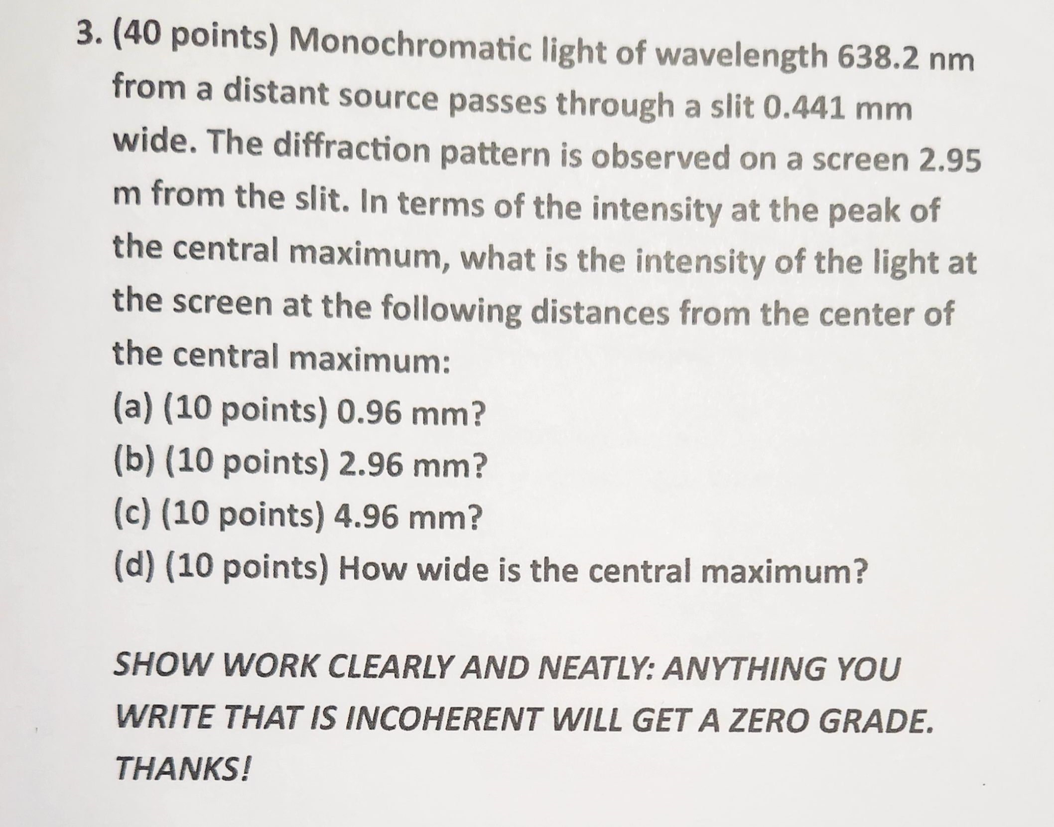 Solved Monochromatic Light Of Wavelength 638 2 ﻿nm From A