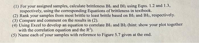 Solved (1) For your assigned samples, calculate brittleness | Chegg.com