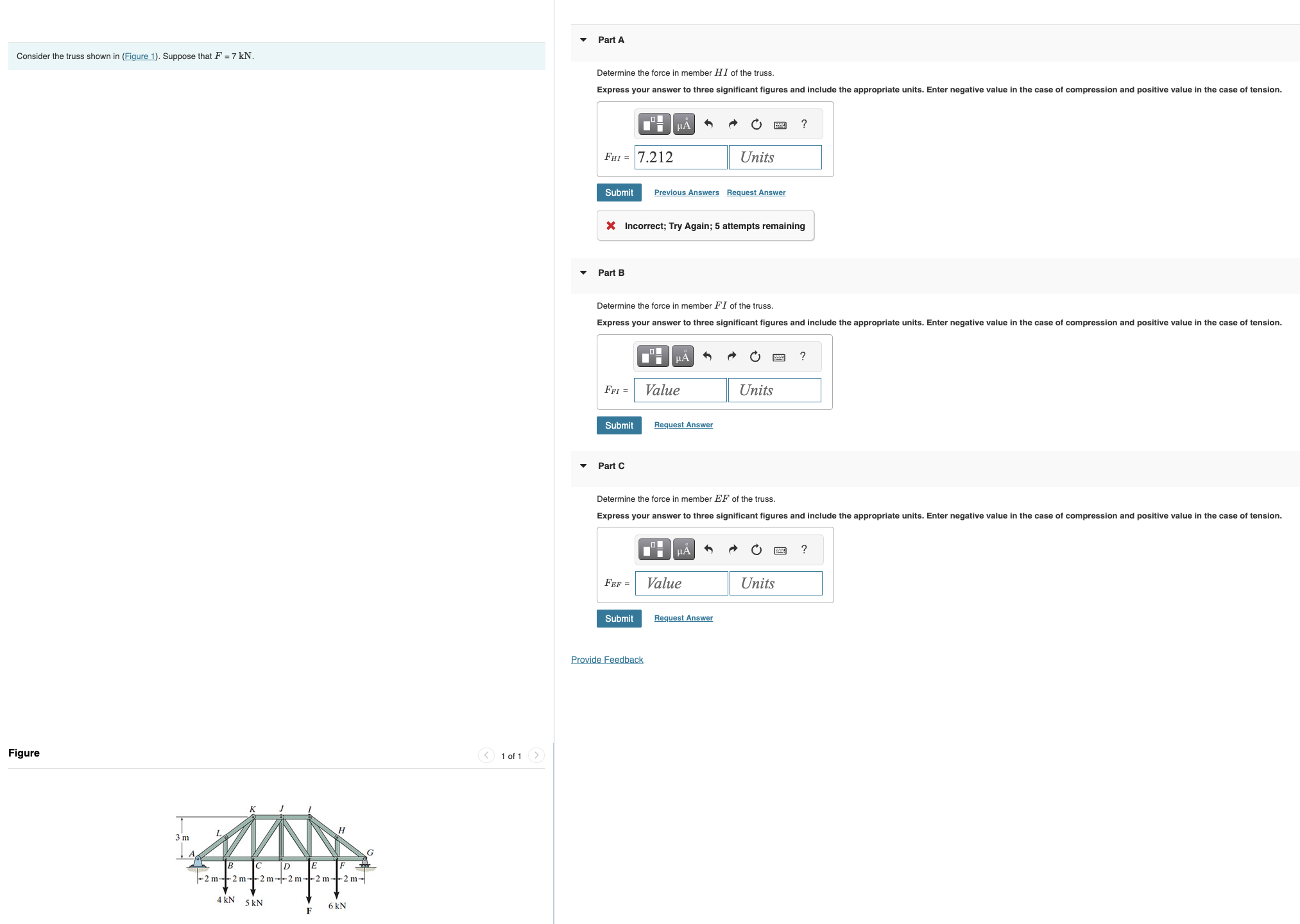 Solved Consider the truss shown in (Figure 1). ﻿Suppose that | Chegg.com