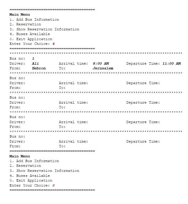 Solved Write a program that represents a Bus Reservation | Chegg.com