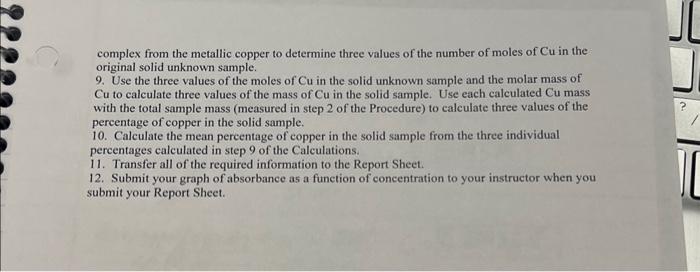 Solved Procedure A. Obtain a solid sample containing copper | Chegg.com
