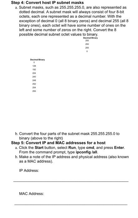 Solved b. IP addresses are normally shown with four decimal | Chegg.com