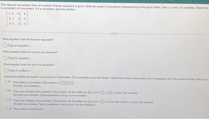 Solved Write the system of equations corresponding to the | Chegg.com
