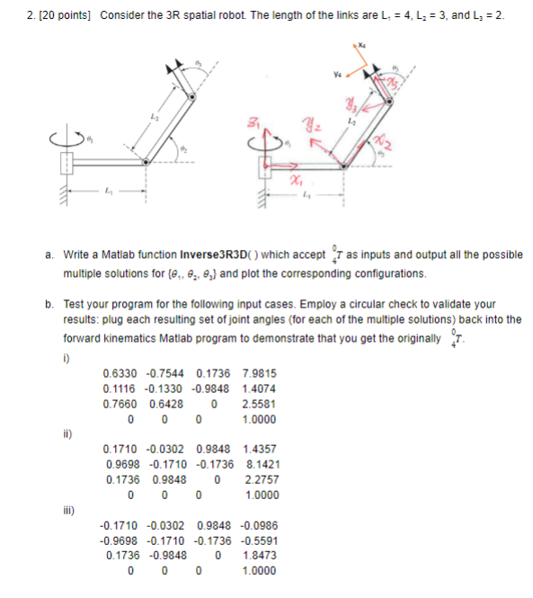 Solved [20 ﻿points] ﻿Consider the 3R ﻿spatial robot. The | Chegg.com