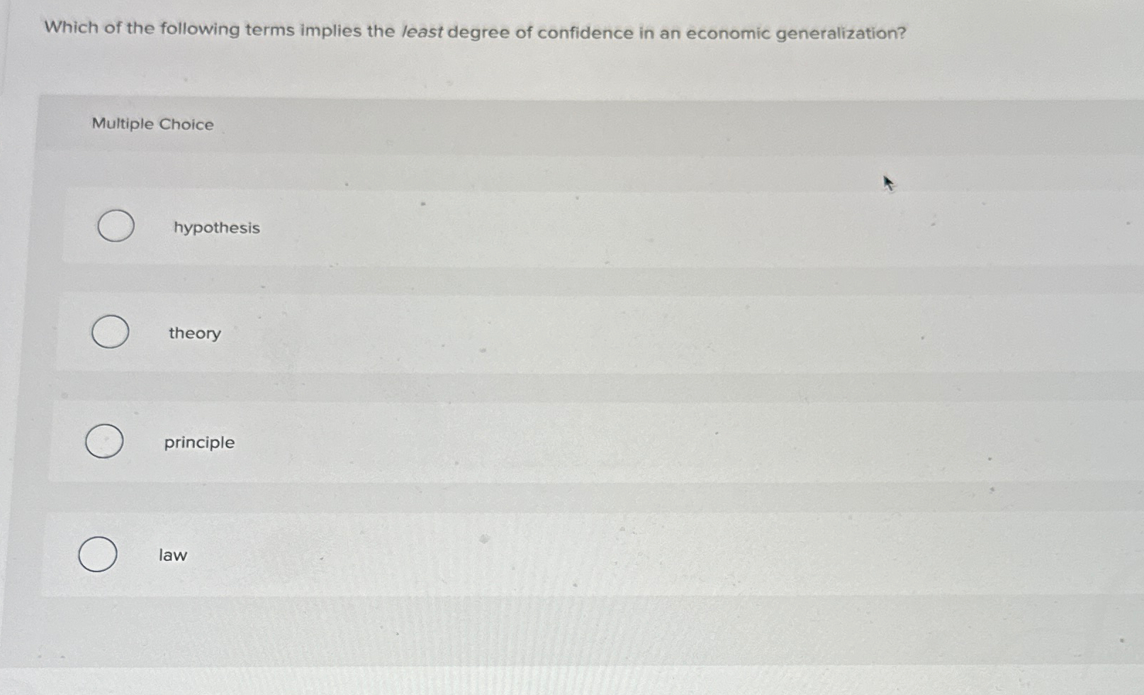 Solved Which of the following terms implies the least degree | Chegg.com