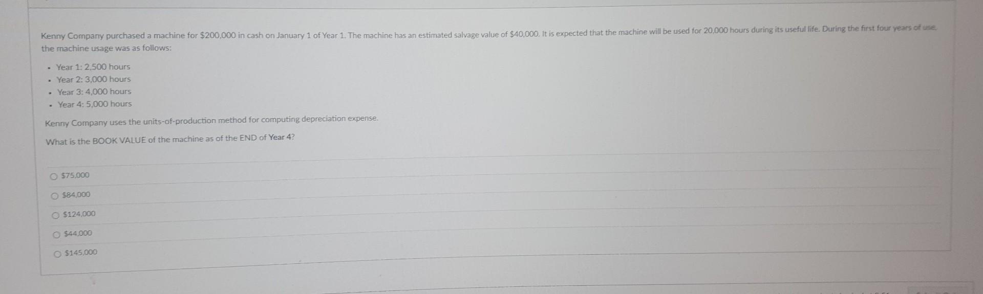 Solved the machine usage was as follows: - Year 1: 2,500 | Chegg.com