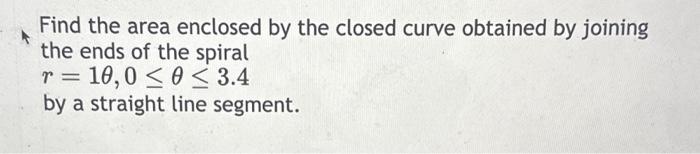 Solved Find the area enclosed by the closed curve obtained | Chegg.com
