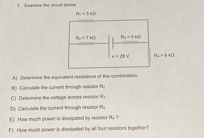 Solved 1 Examine The Circuit Below R1 3kΩ A Determine The