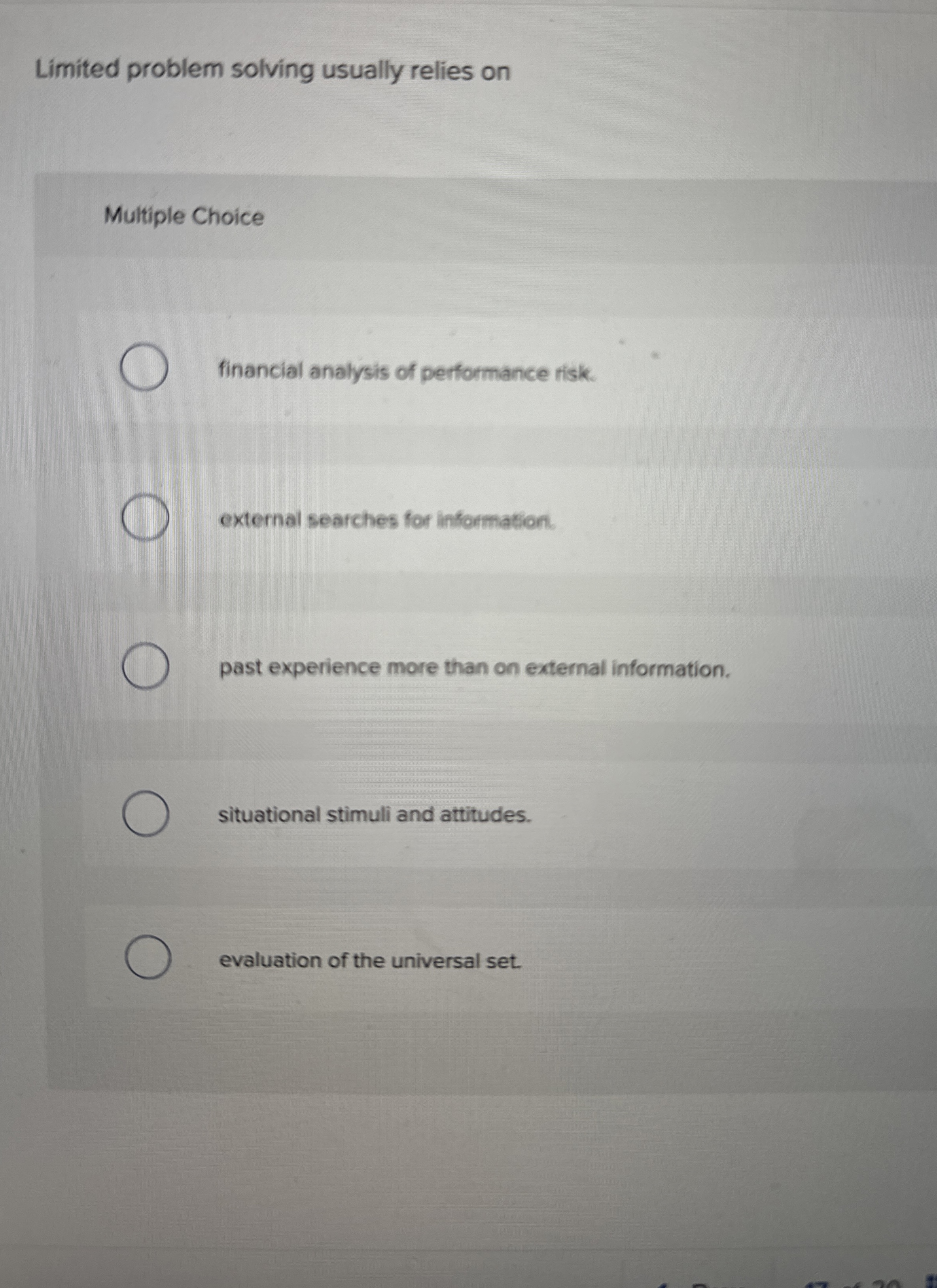 Solved Limited problem solving usually relies onMultiple | Chegg.com