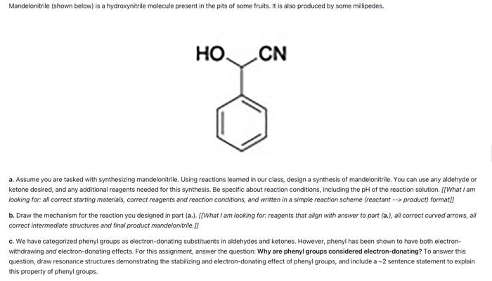 Solved Mandelonitrile (shown below) is a hydroxynitrile | Chegg.com