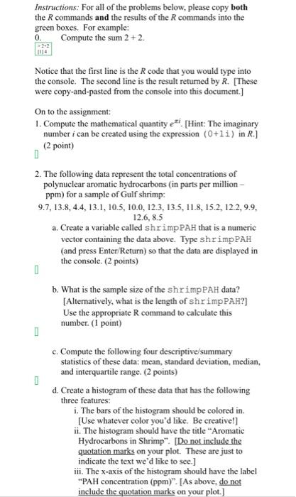 Solved The R Commands And The Results Of The R Commands Into